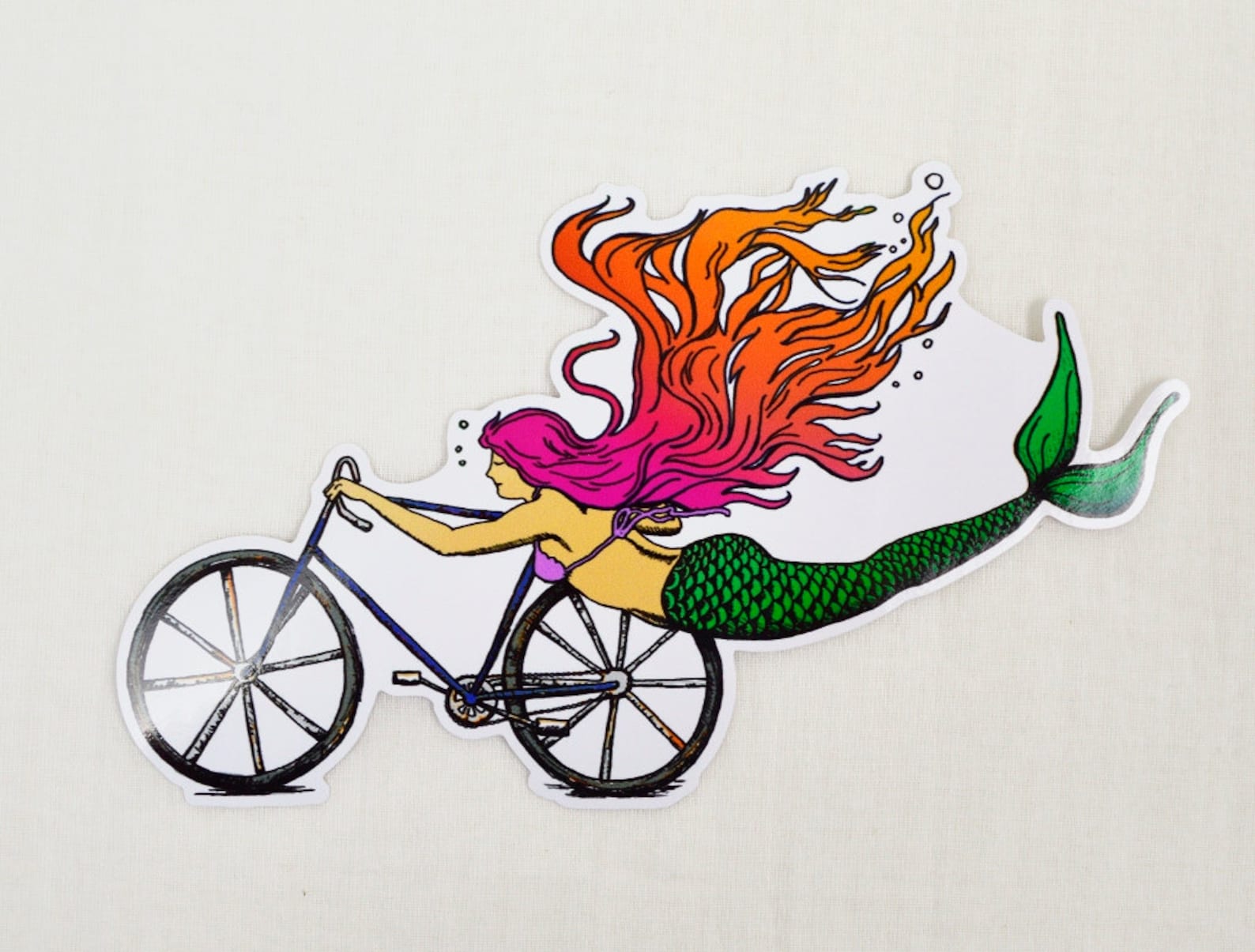 Mermaid Sticker- Mermaid Decal- Bike Sticker- Bike Art - Mermaid ...