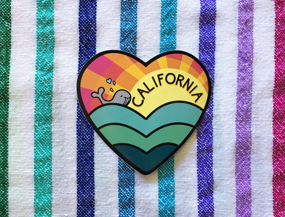 California Love Sticker Beach Whale Decal Beach Sticker - Etsy