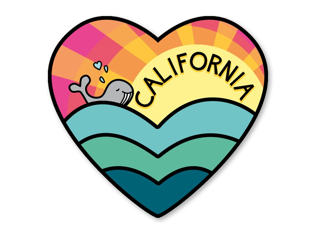 California Love Sticker- Beach Whale Decal- Beach Sticker- California ...