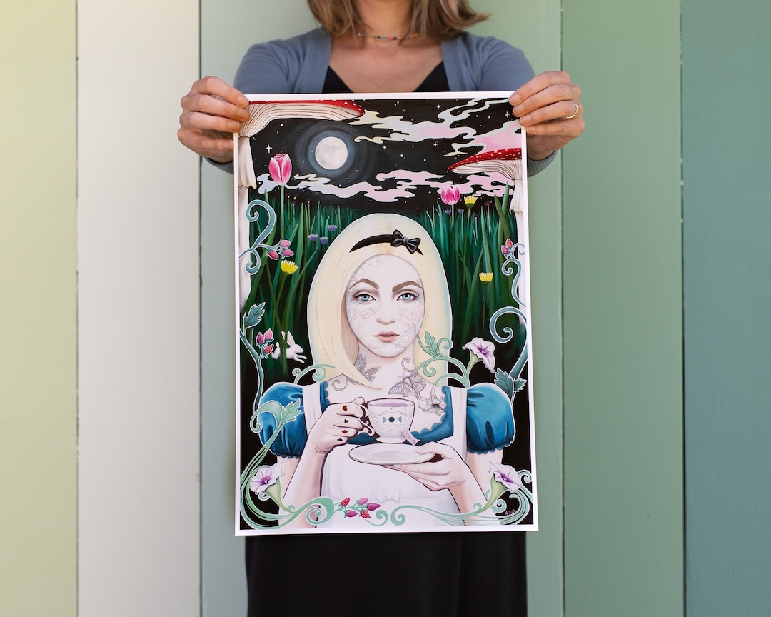 Alice in Wonderland Art Print, Alice Moon, Lunar Print - Etsy