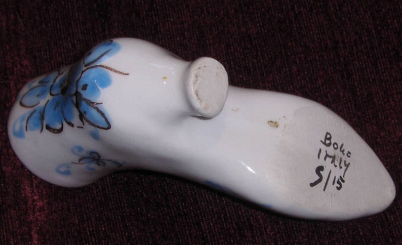 Vtg Italian Blue Floral Ceramic Boot Figurine Woman's High Heeled ...