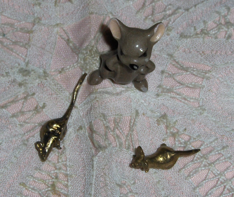 Vintage Miniature Metal Mouse Figurines 3 Mini Mini Ceramic Metal Brass ...