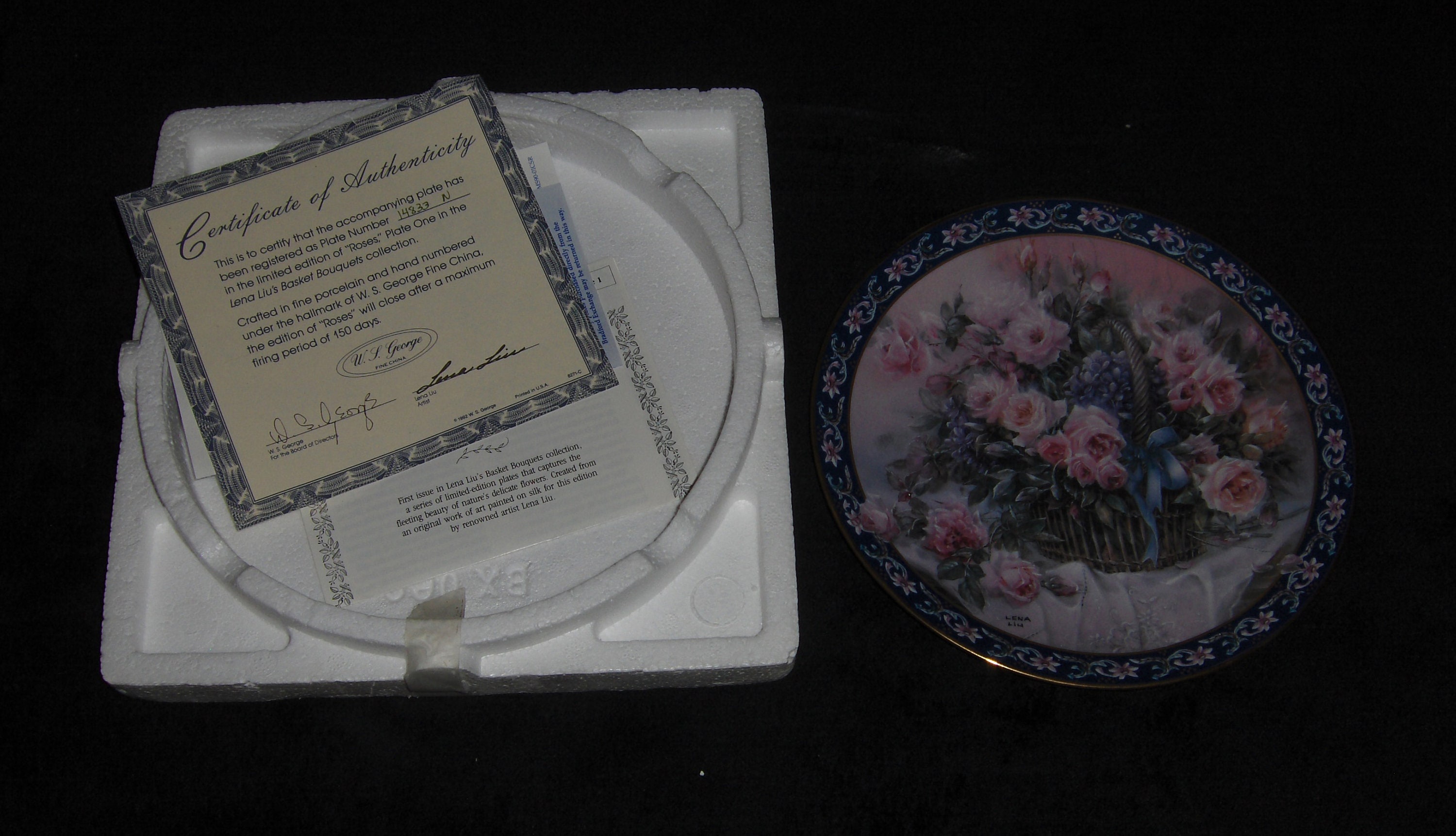 Vintage Lena Liu Pink Roses Basket Bouquet Plate 1st Issue - Etsy