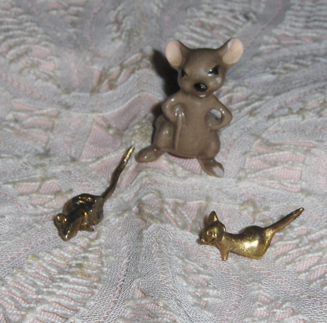 Vintage Miniature Metal Mouse Figurines 3 Mini Mini Ceramic Metal Brass ...