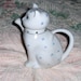 Vintage Porcelain Cat Tea Pot Blue White Kitty Figurine Liquid ...