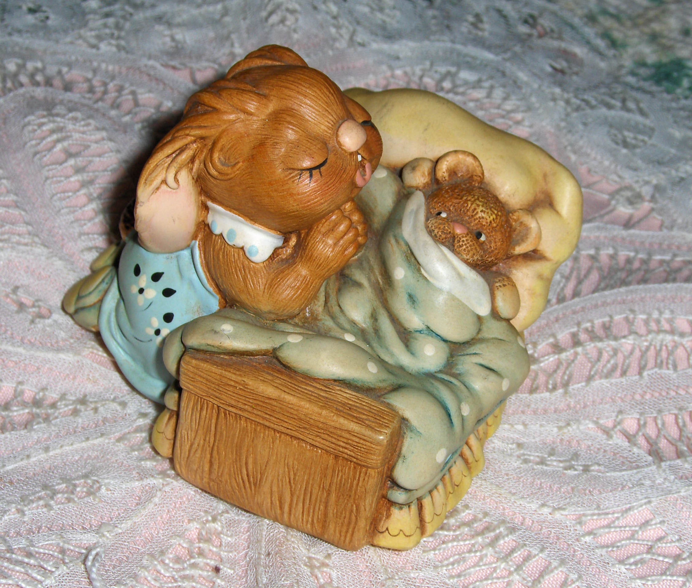 Vintage Pendelfin Victoria Bunny & Baby Bear Figurine Hand Painted ...