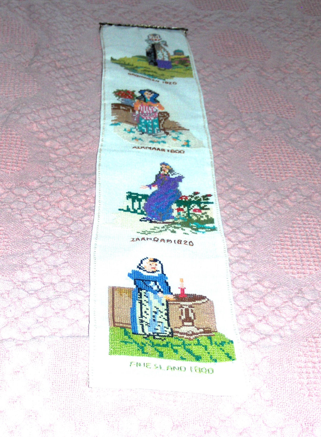 Vintage Dutch Wall Hanging Women Needle Point Traditional Period ...