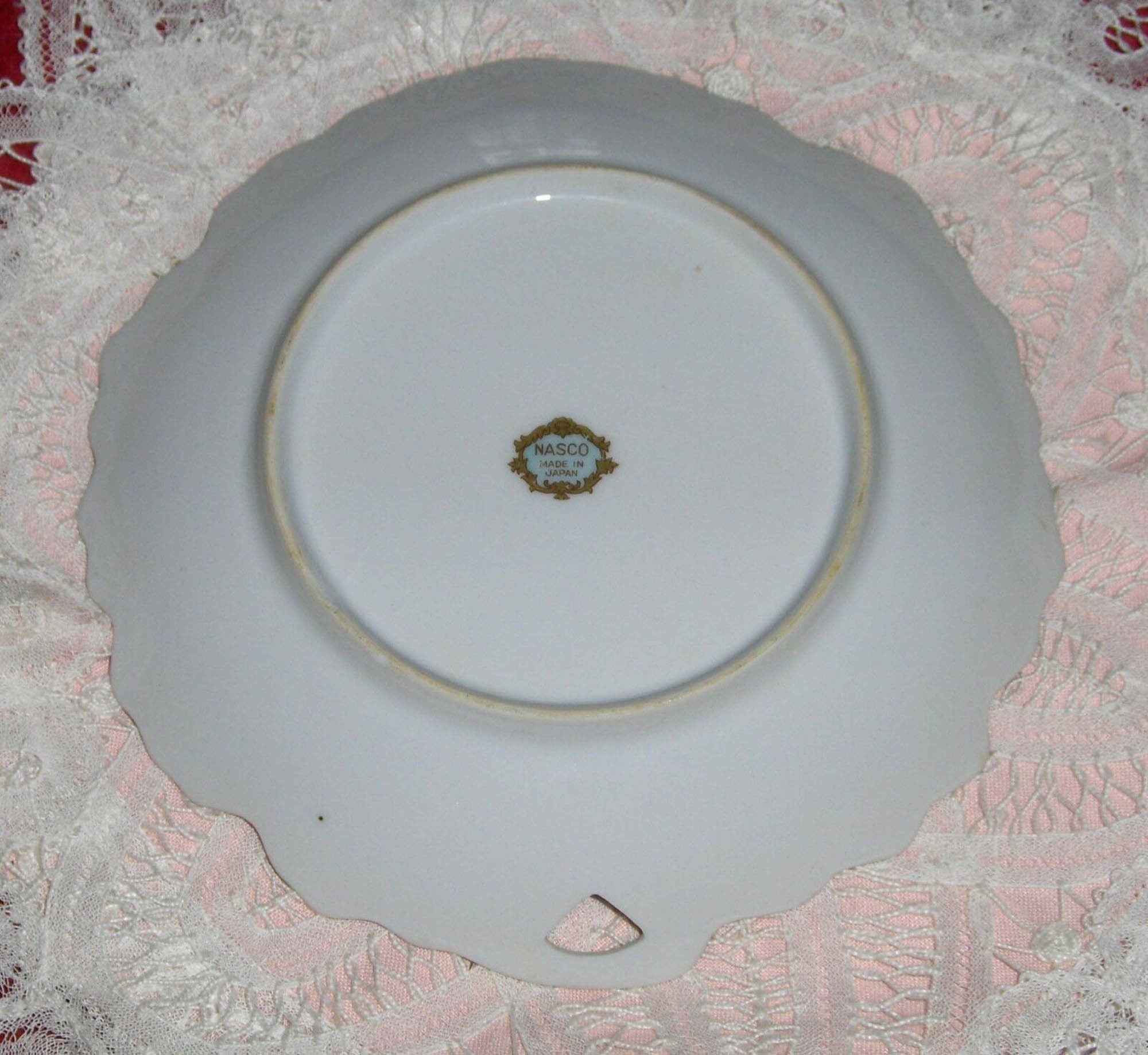 Nasco Japan Leaf Shaped Porcelain Dish Vintage Floral Trinket Plate ...