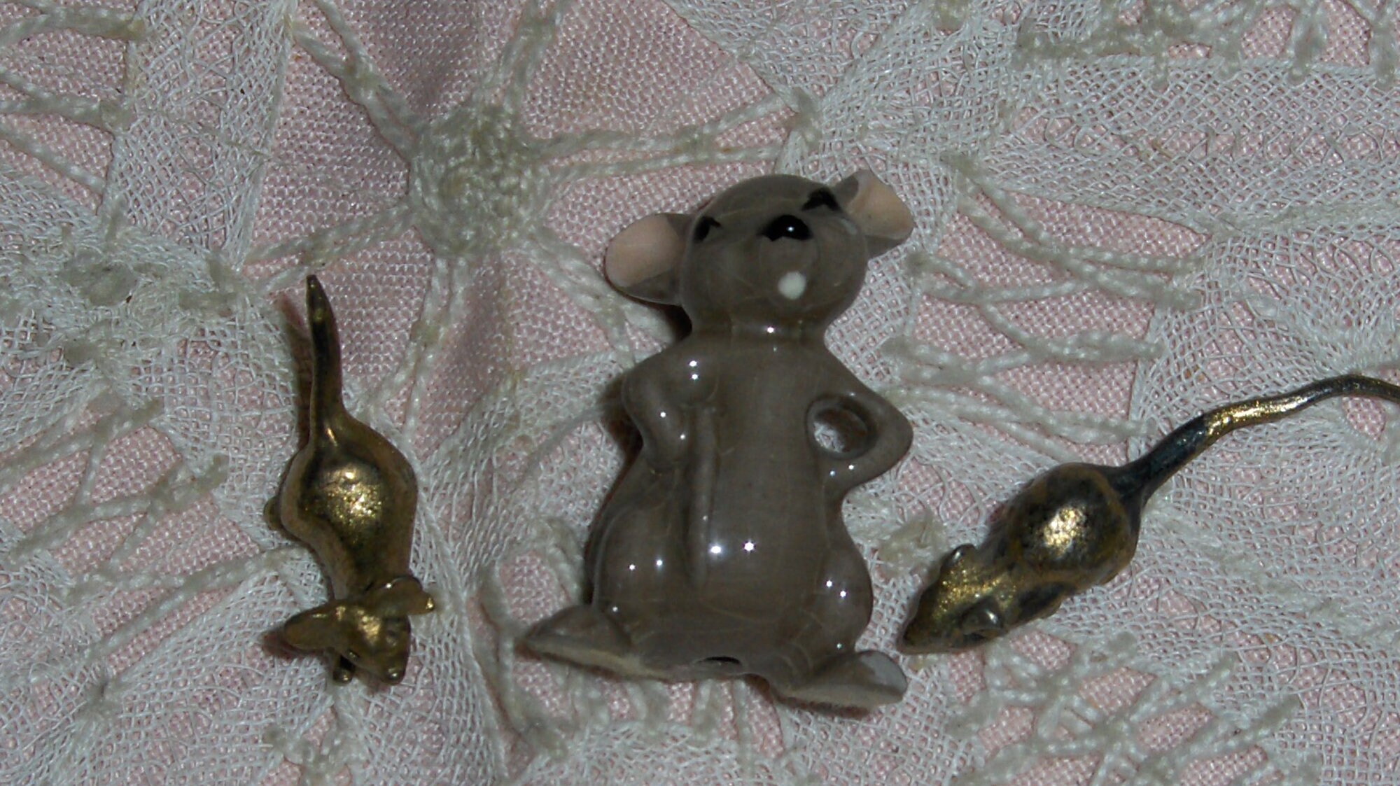 Vintage Miniature Metal Mouse Figurines 3 Mini Mini Ceramic Metal Brass ...