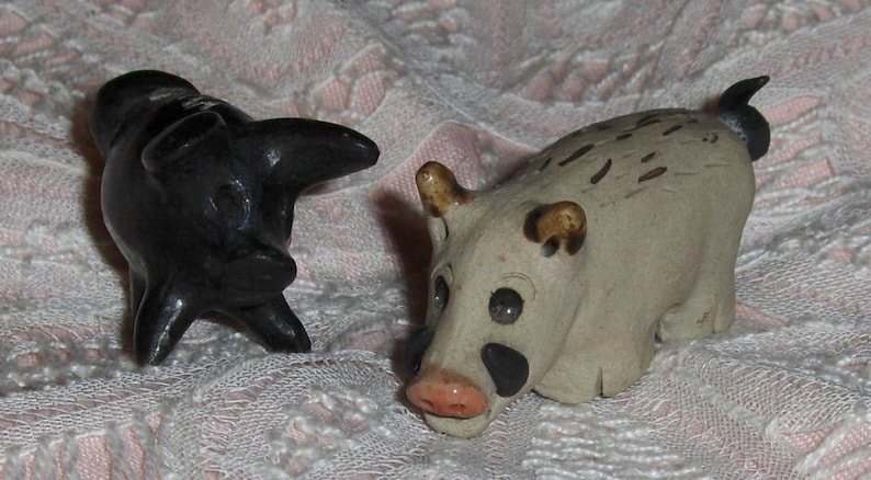 Vintage Miniature Pig Figurines Ceramics Art Pottery Folk Art Pigs Hogs ...