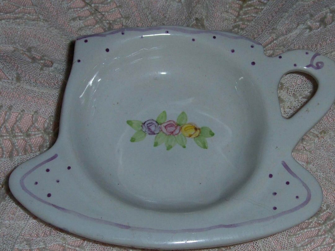 Vintage Khien Thailand Ceramic Spoon Rest Porcelain Hand and Heart Rose ...