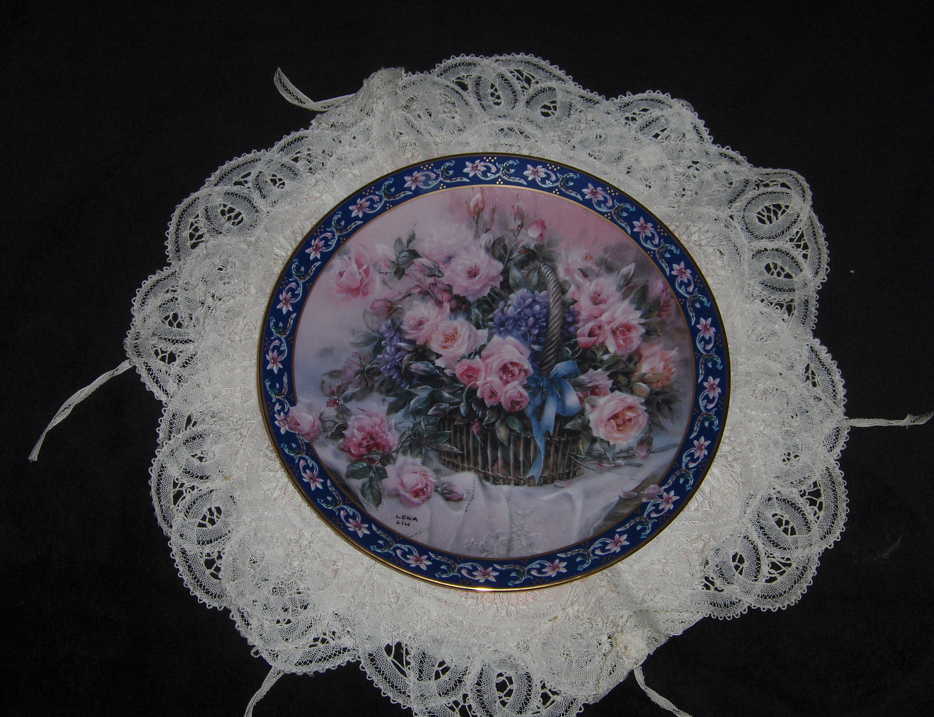 Vintage Lena Liu Pink Roses Basket Bouquet Plate 1st Issue - Etsy