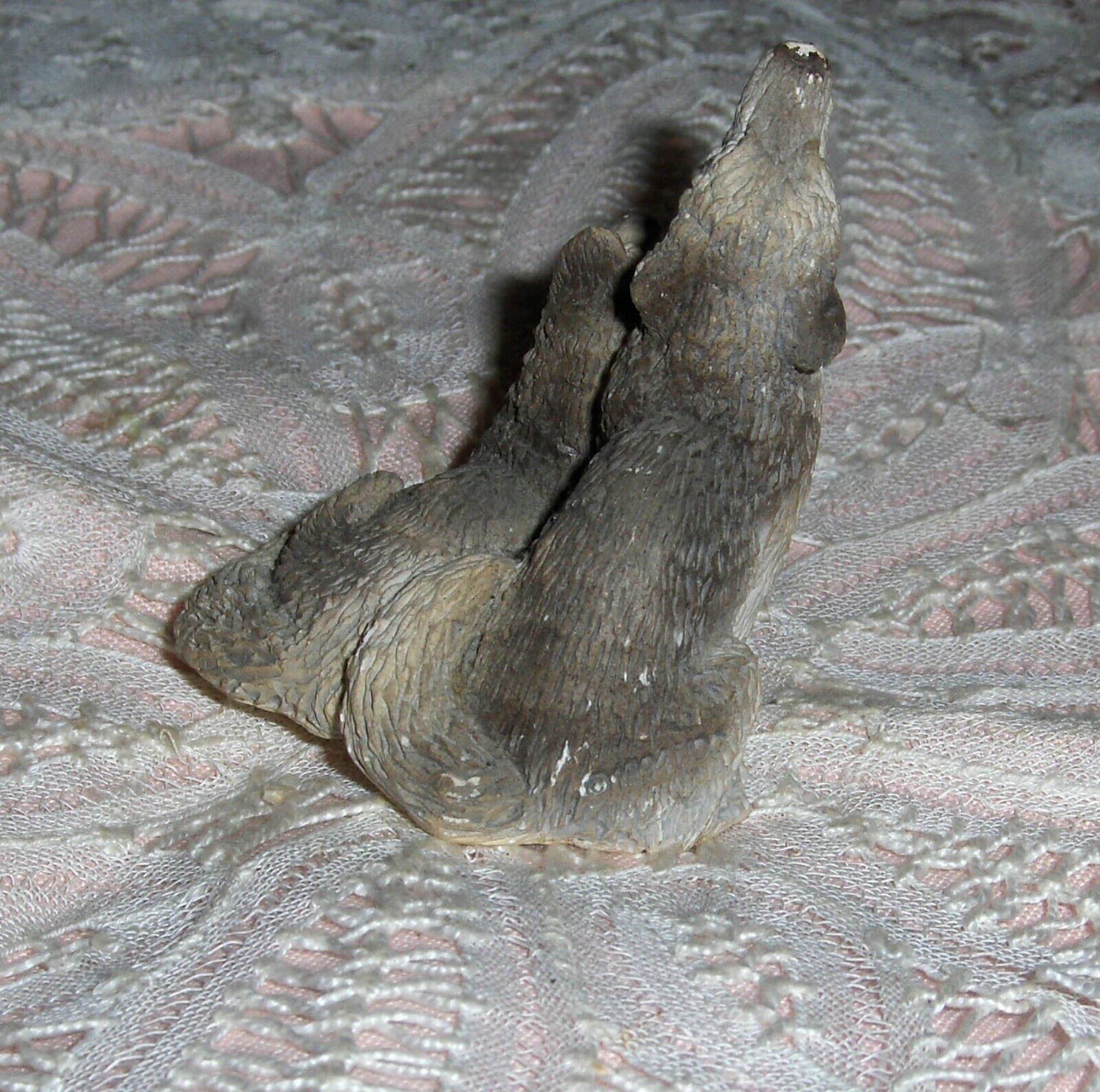 Vintage Stone Critter Wolf Figurine Miniature Two Attached Howling ...
