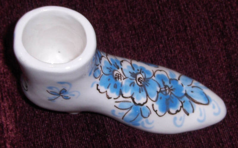 Vtg Italian Blue Floral Ceramic Boot Figurine Woman's High Heeled ...