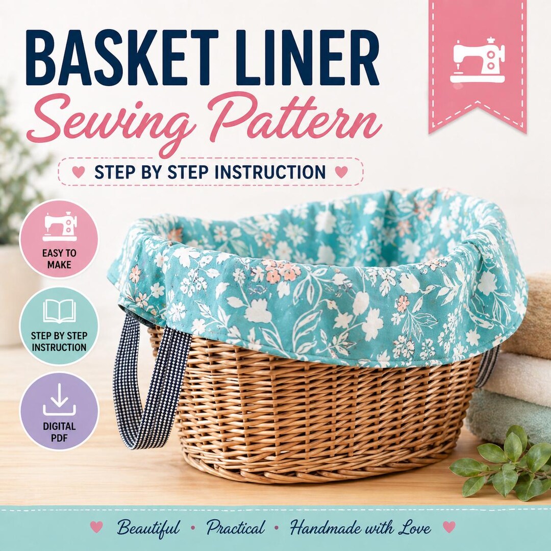Fabric Laundry Bag Pattern PDF | DIY Basket Liner Sewing Pattern ...