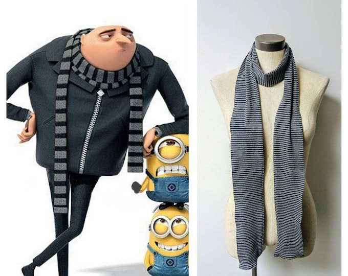 Upcycled Clothing, Gru Scarf Dispicable Me Costume, Grey and Black ...