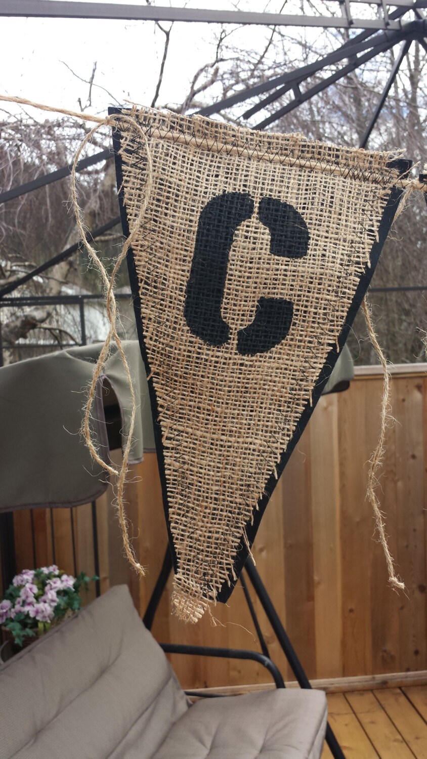 Upcycled Burlap Banner CONGRATS Black Painted Letters with | Etsy