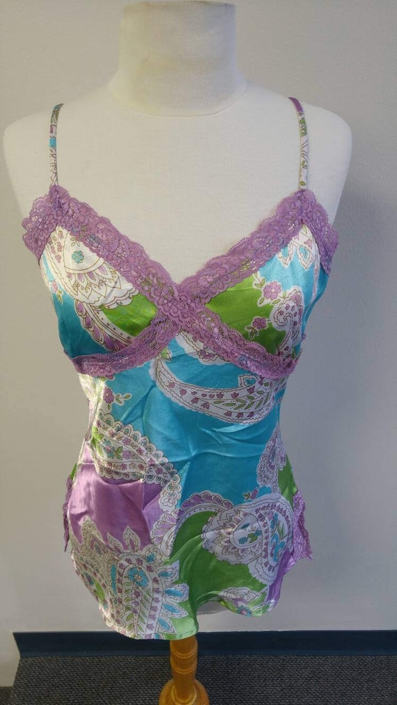 Vintage Lingerie, 1980's Vintage Camoisole, Turquoise… - Gem