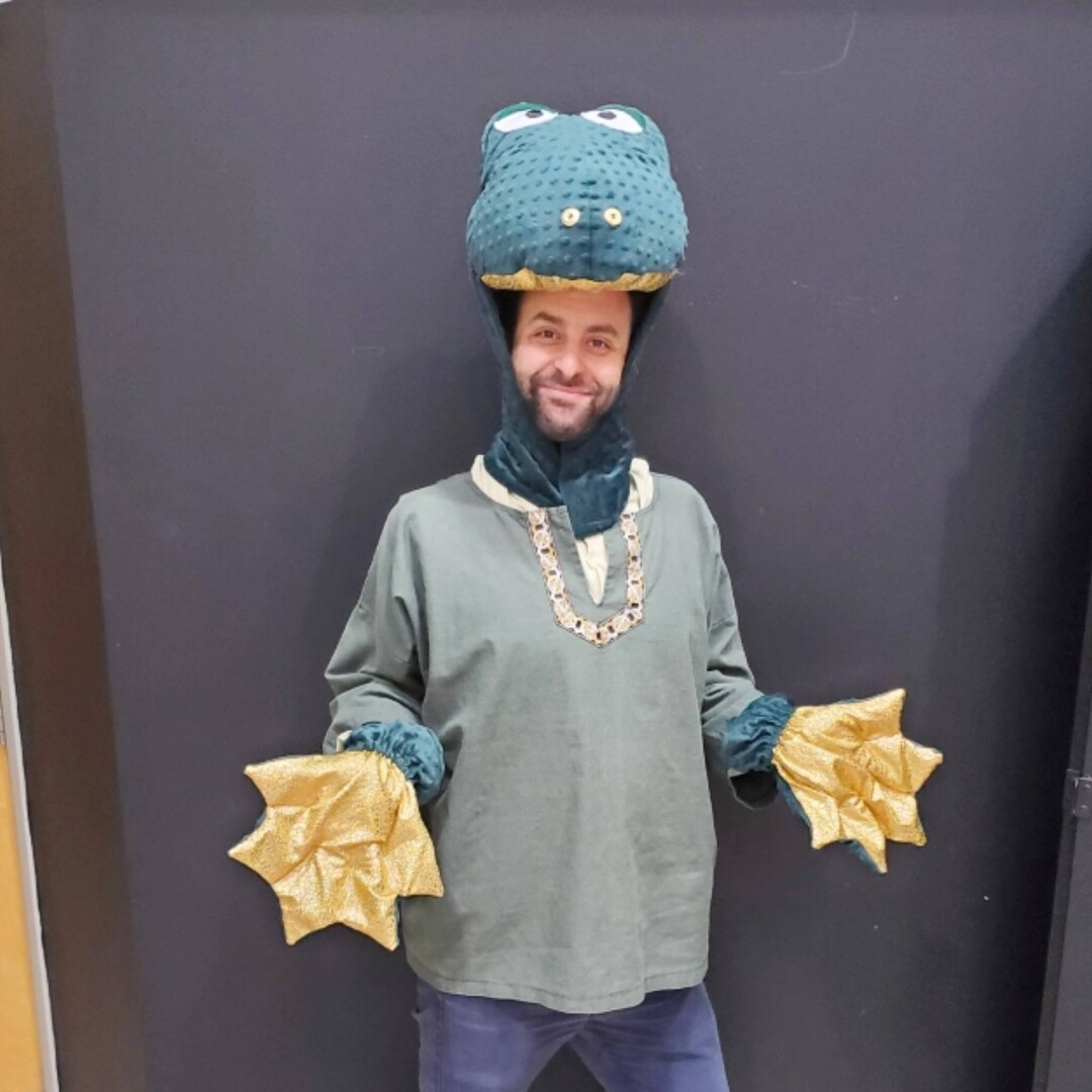Upcycled Frog Man Costume, Frog Headpiece and Gloves, Frog Prince, Once ...