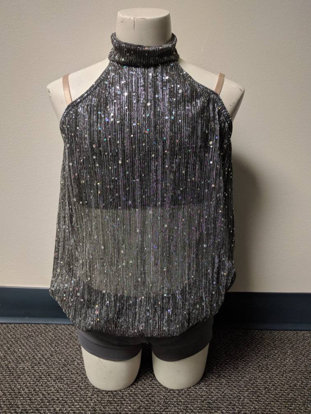 Vintage Dance Costume, Vintage Silver Grey Dance Costume, Grey Lycra ...