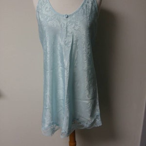 Vintage Lingerie, 1980's Vintage Nightie, Pale Turquoise Satin Brocade ...