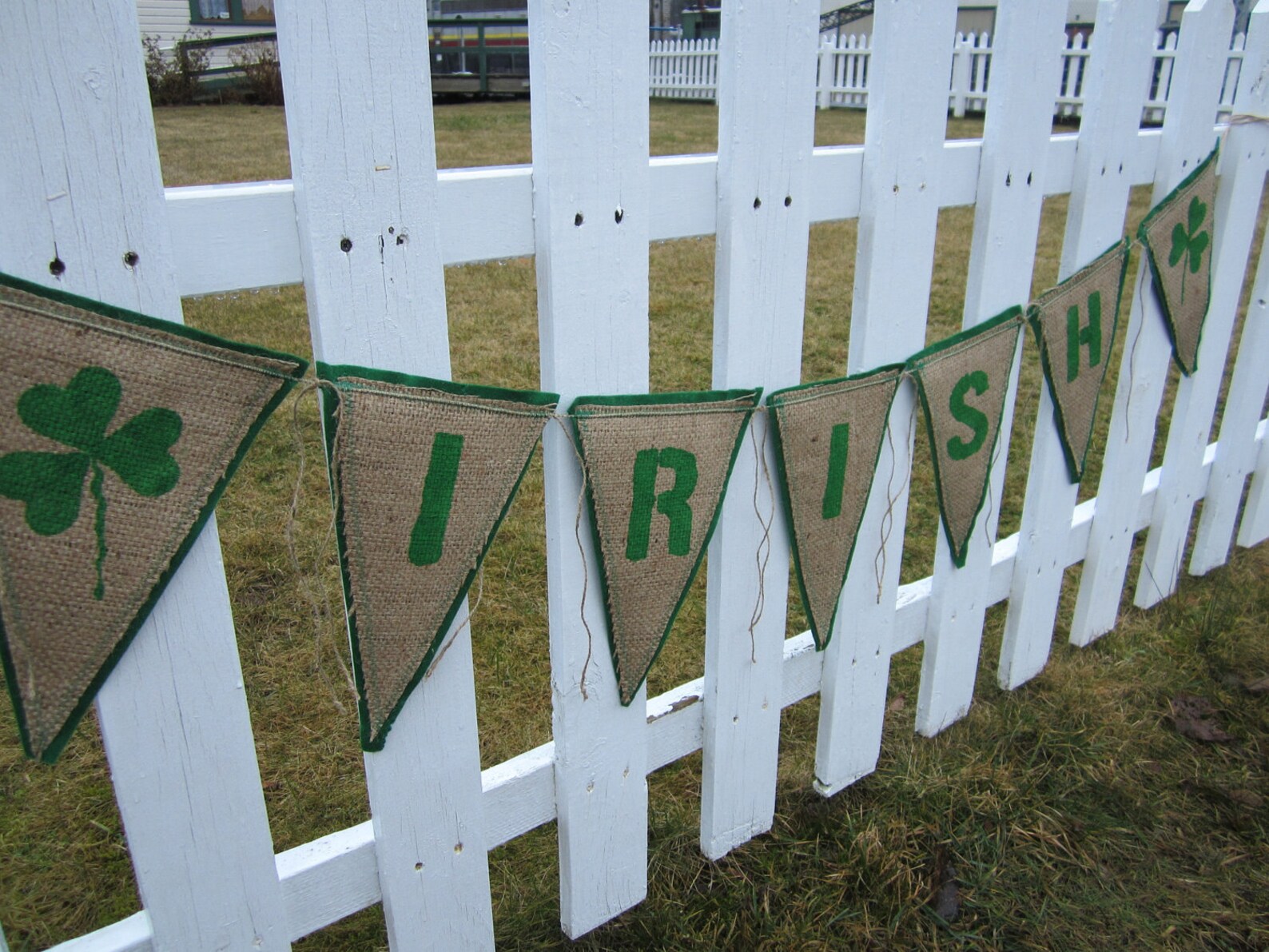Upcycled Burlap Banner IRISH green Painted Letters With Green | Etsy