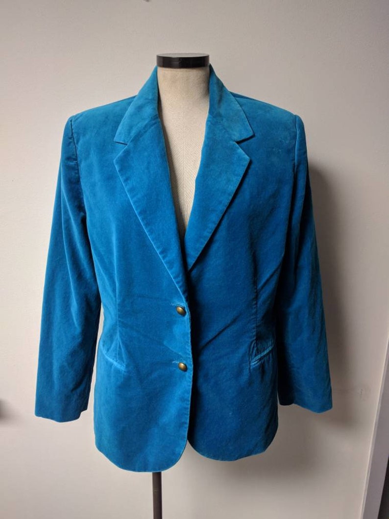 Vintage Clothing Turquoise Blue Velvet Jacket Vintage Ladies | Etsy