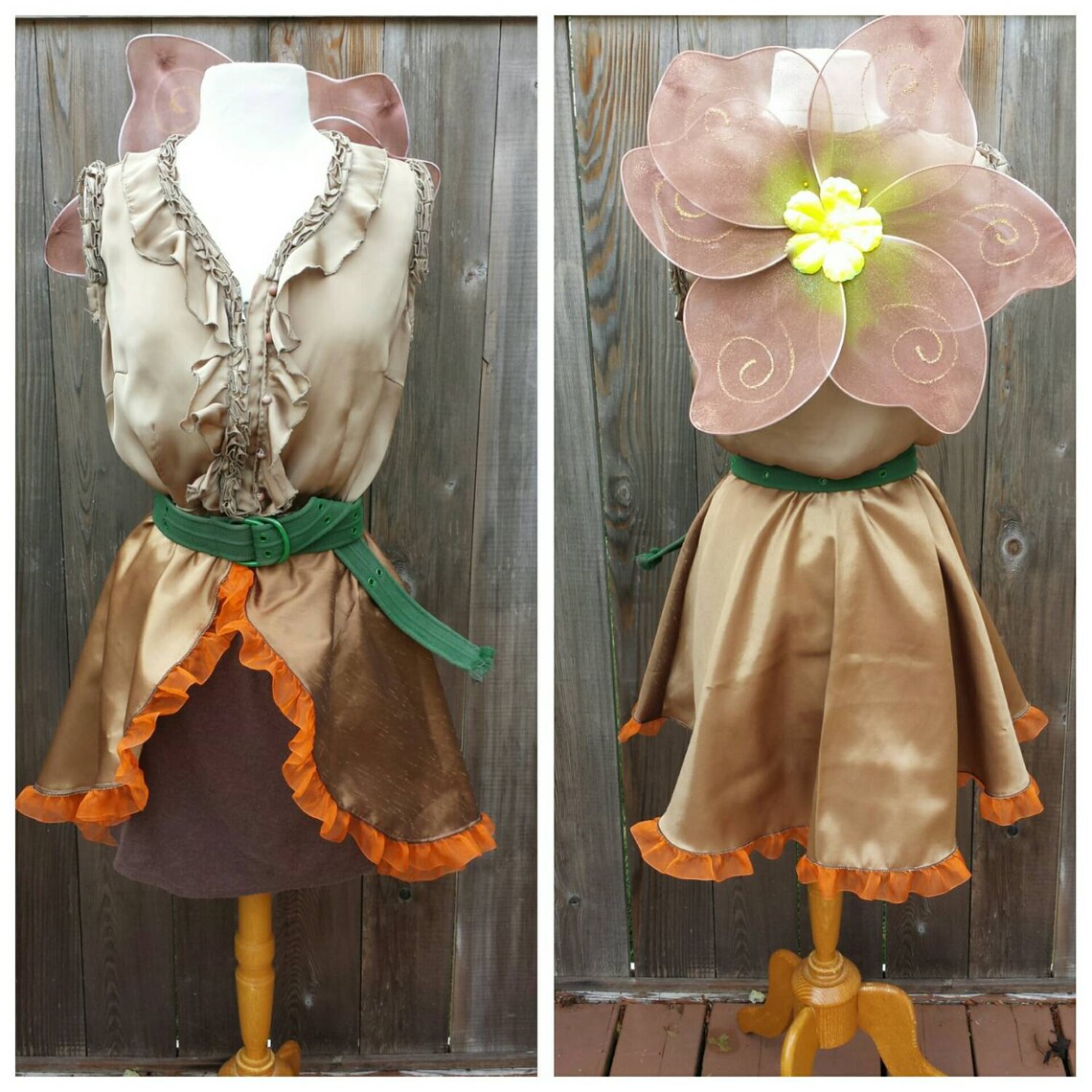Upcycled Peter Pan Costume Fawn Fairy Costume brown Dress - Etsy