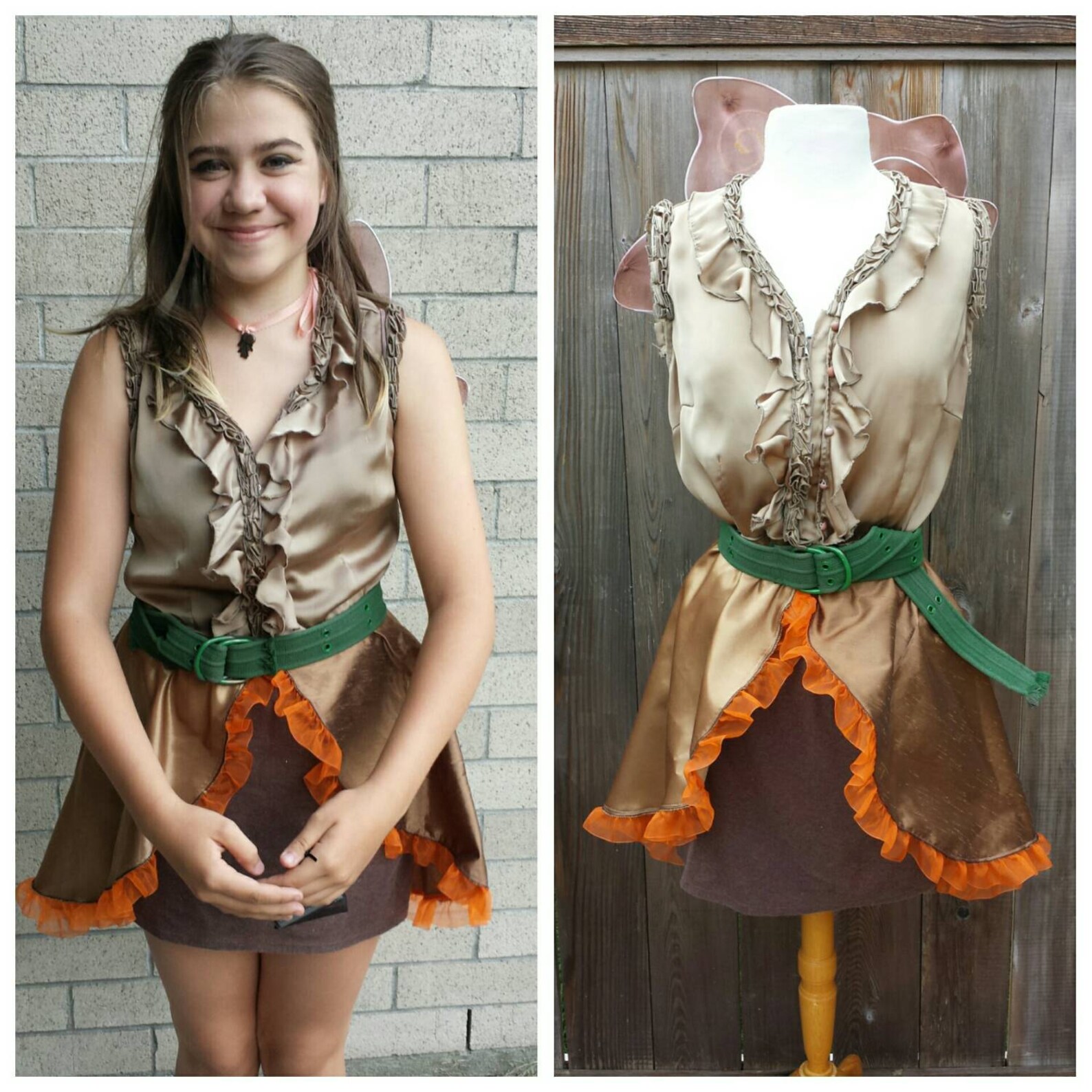 Upcycled Peter Pan Costume Fawn Fairy Costume brown Dress - Etsy
