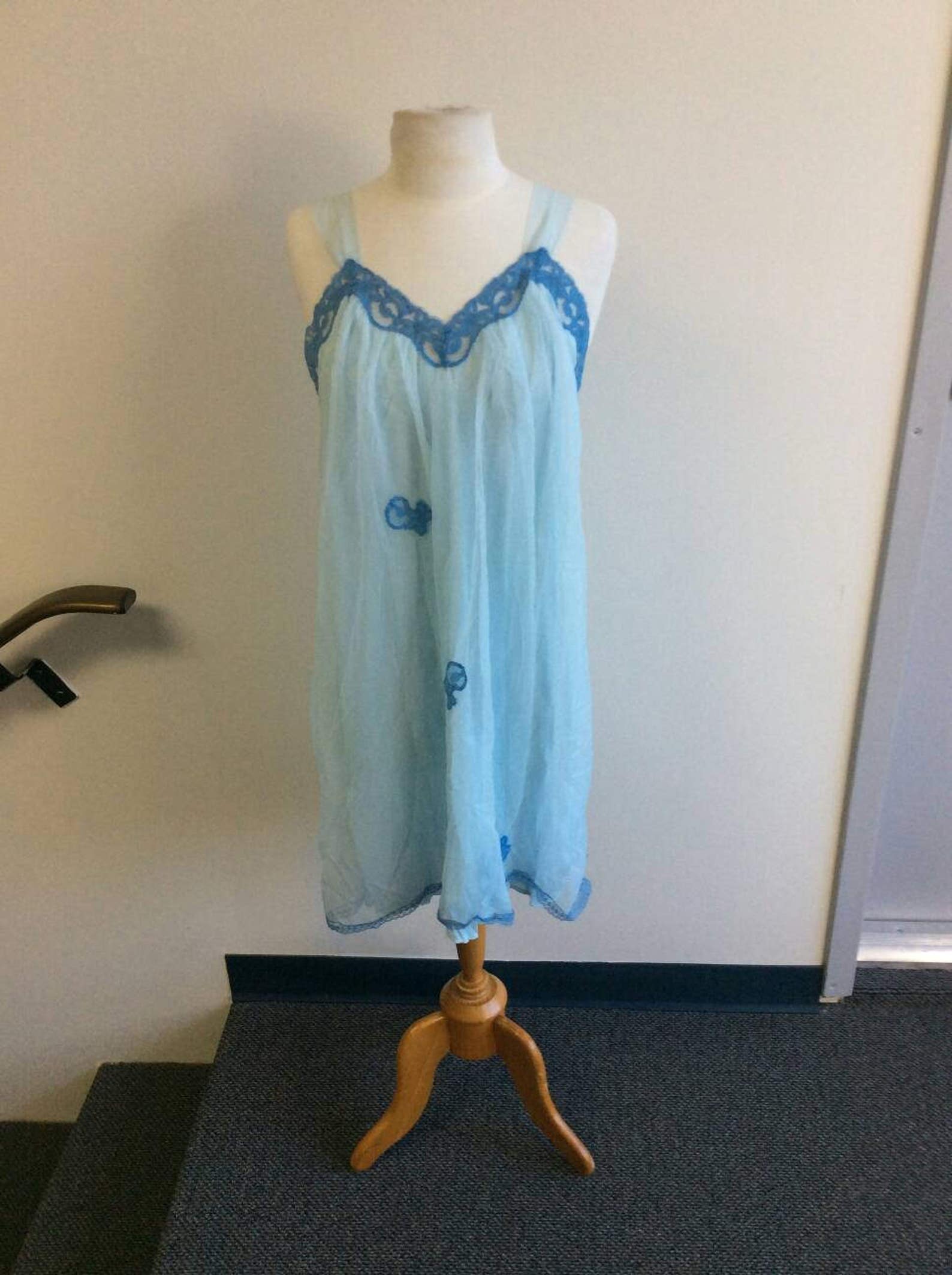 Ropa interior vintage años 60 Vintage azul camisón Nylon | Etsy