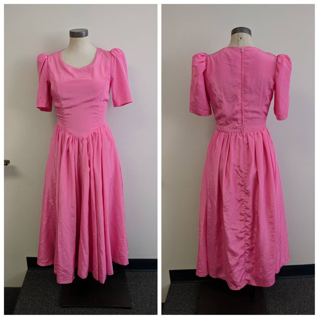 Vintage Clothing, 1980s Gown Pink Prom Dress Dress 100% Polyester Dress ...
