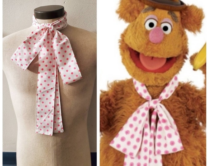 Upcycled Clothing Fozzie Bear Bow Tie, the Muppets, Pink and White ...