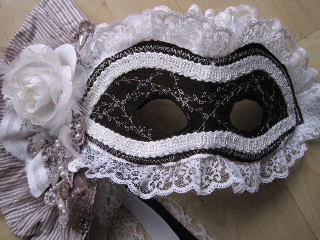 Victorian Masquerade Mask Brown and White - Steampunk Mardi Gras ...