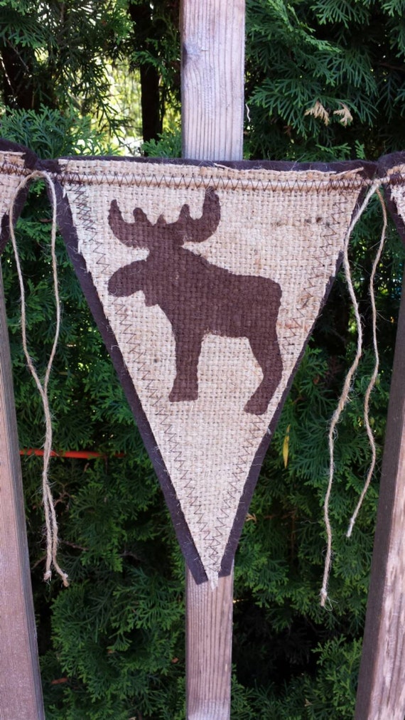 Upcycled Woodland Animal Burlap Banner with Brown Felt | Etsy