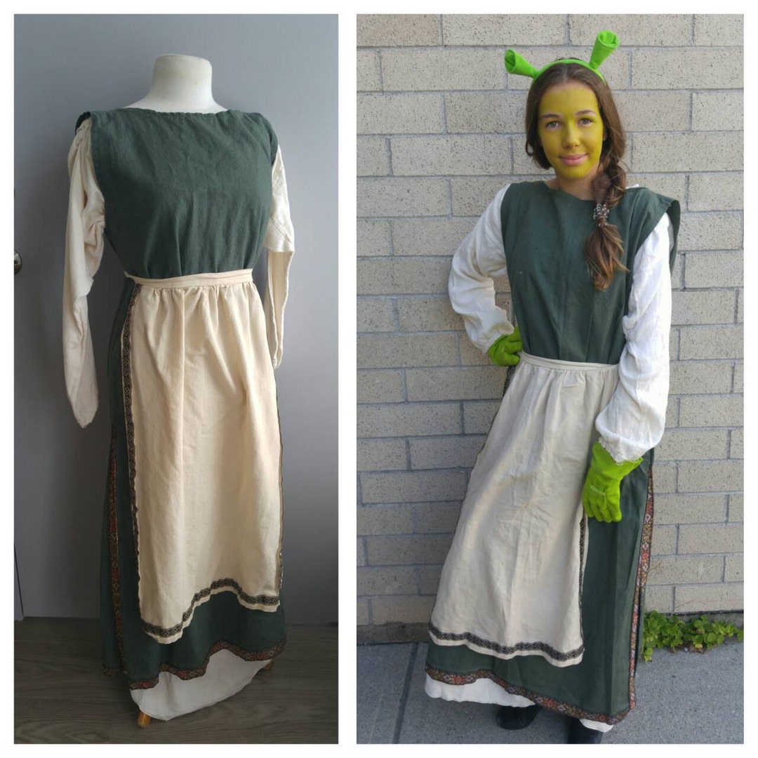 Upcycled Shrek the Musical Ogre Mother Costume, Dark Green Long Linen ...