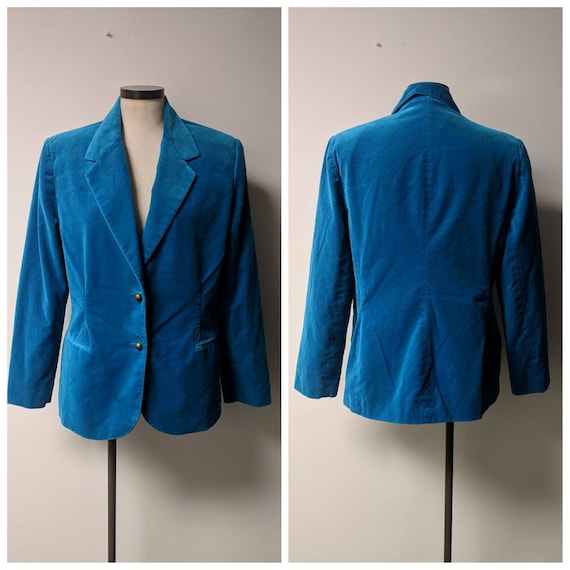Vintage Clothing Turquoise Blue Velvet Jacket Vintage Ladies | Etsy