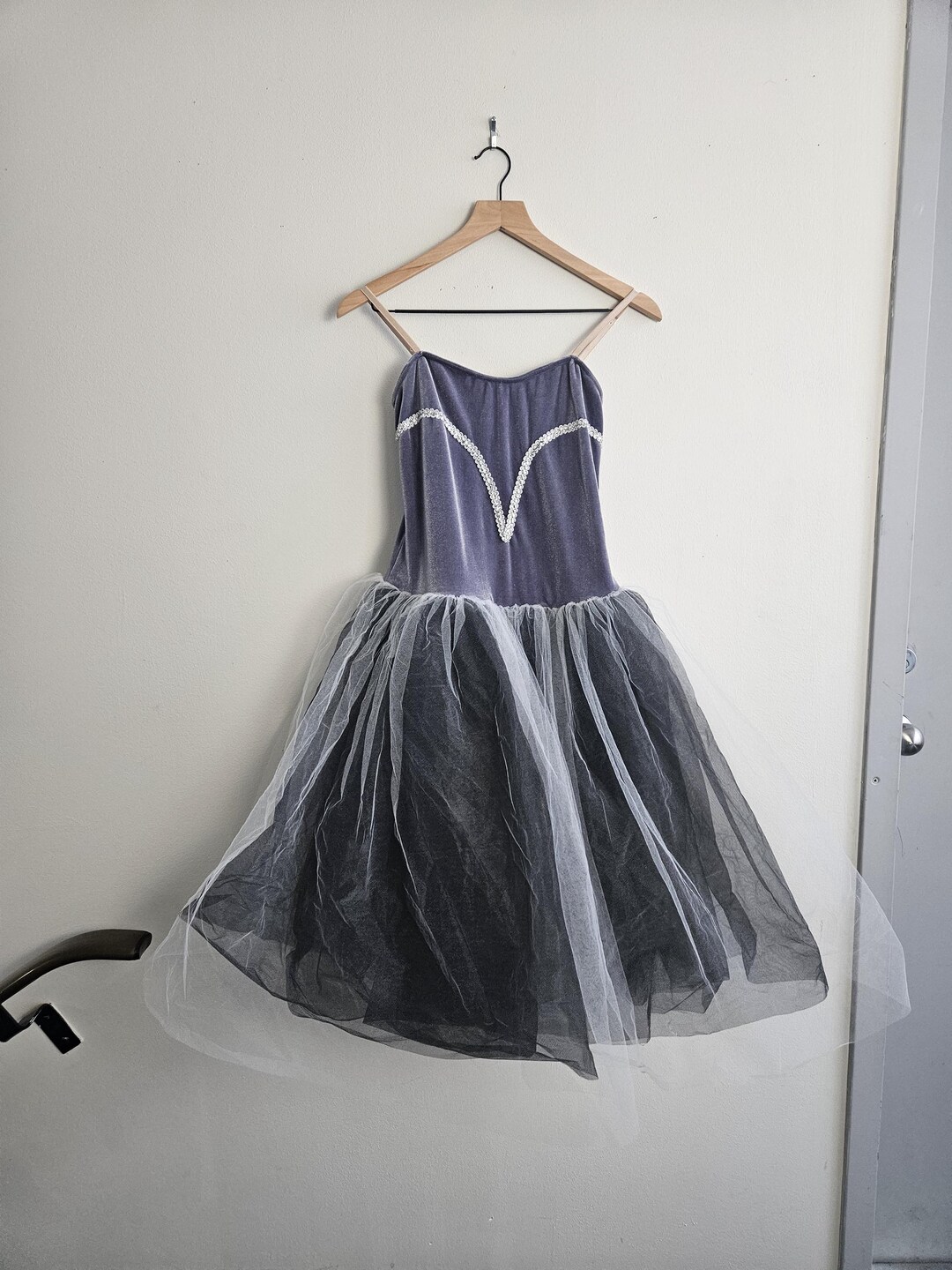 Vintage Dance Costume, Vintage Silver Grey Dance Costume, Grey Velvet ...