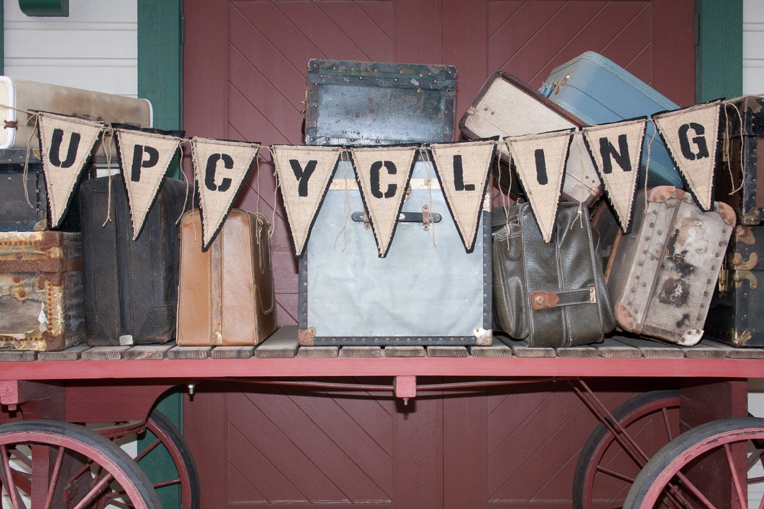 Upcycled Burlap Banner UPCYCLING (with Black Felt Backing) - Eco ...