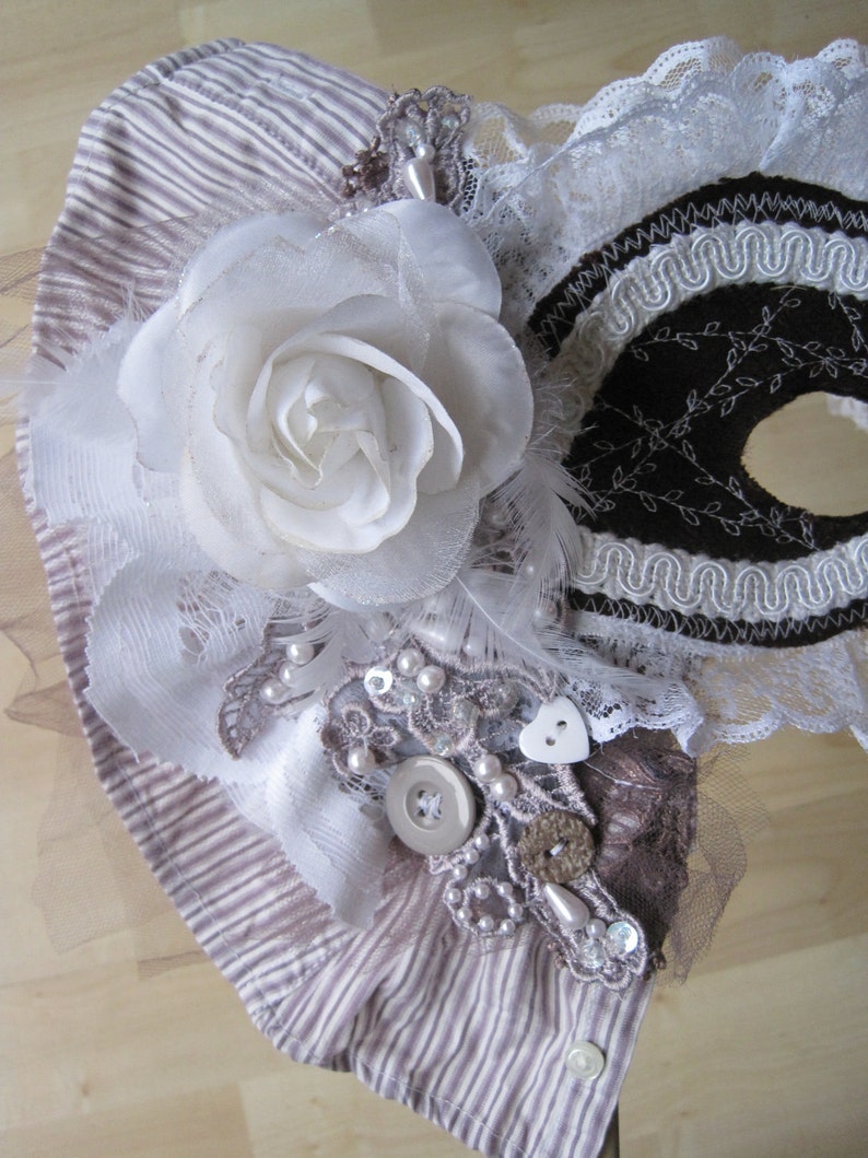Victorian Masquerade Mask Brown and White Steampunk Mardi | Etsy