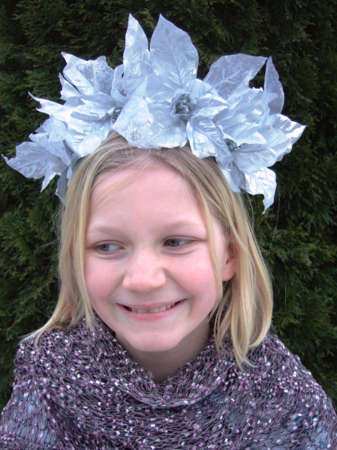 Frida Inspired Floral Crown Silver Pointsetta Headpiece - Etsy