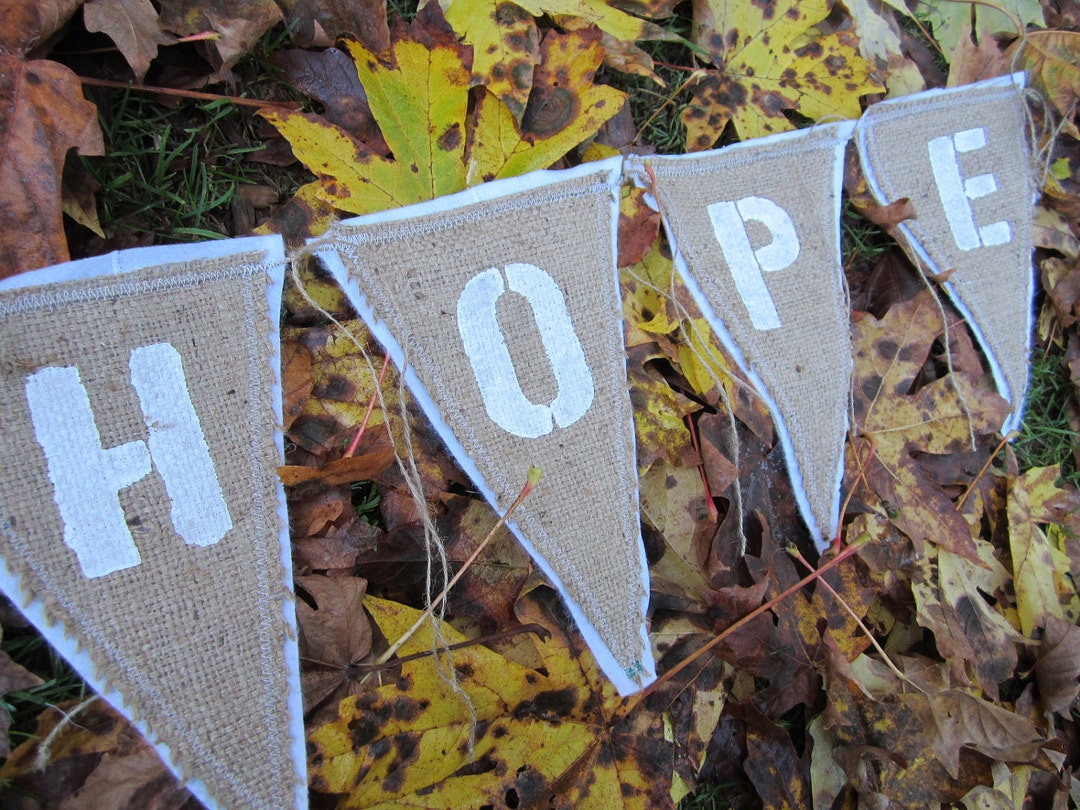 Upcycled HOPE Burlap Banner (with White Felt Backing) Eco-friendly Home ...