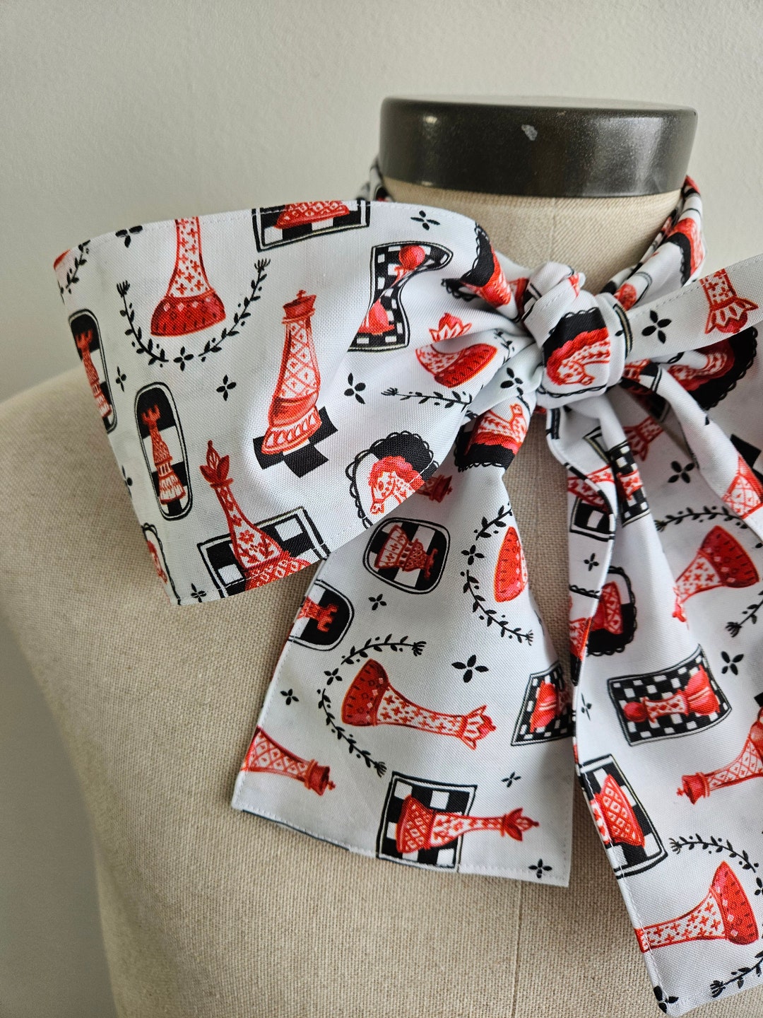 Upcycled Steampunk Clothing, Mad Hatter Bow Tie, Black, White, Red ...