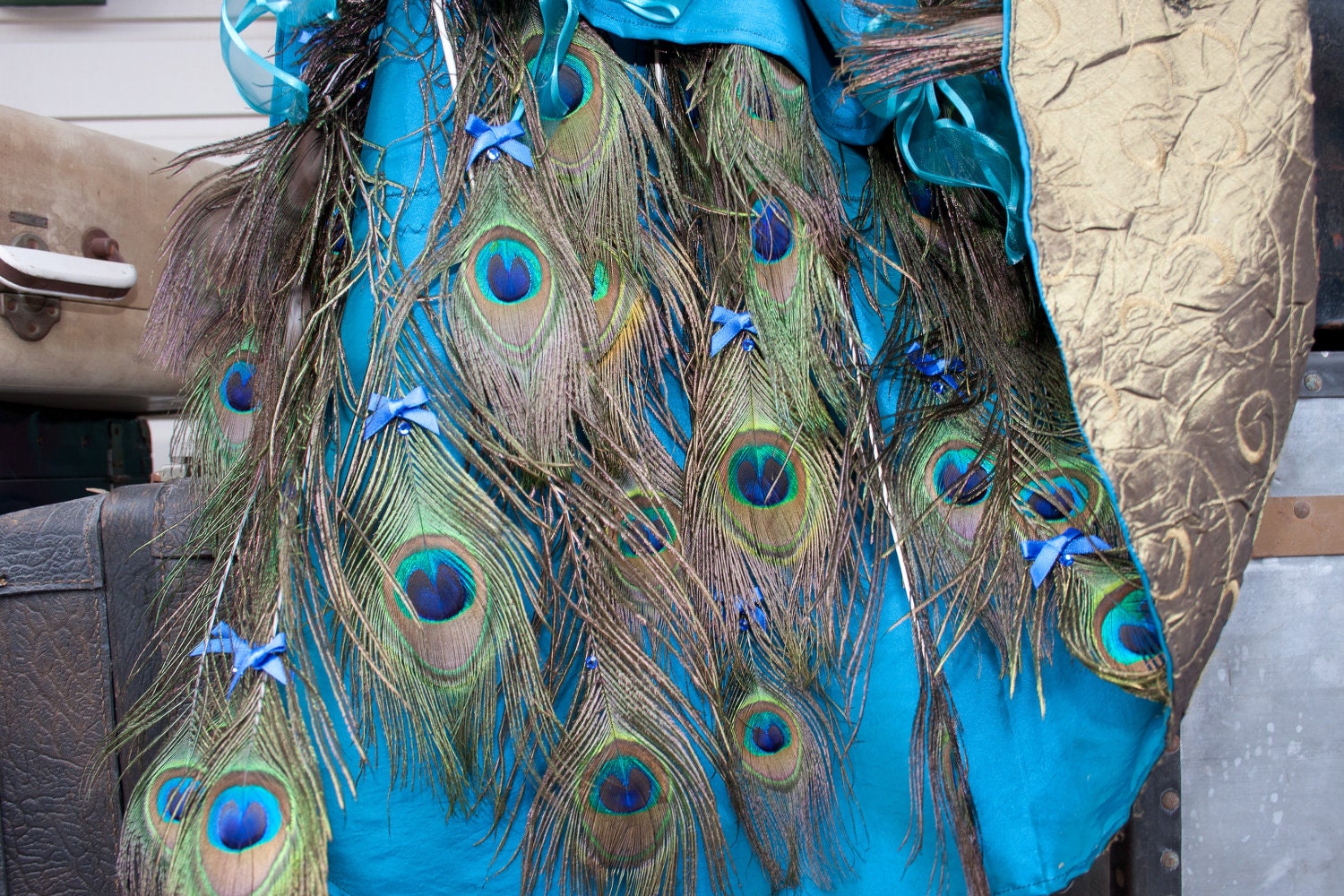 Steampunk Peacock Feather Bustle (turquoise Blue Taffeta) Scrap Art ...