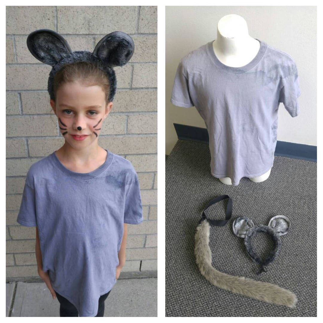 Upcycled Cinderella Mouse Costume, Grey Shirt Hand Dyed, Ears Fun Fur ...