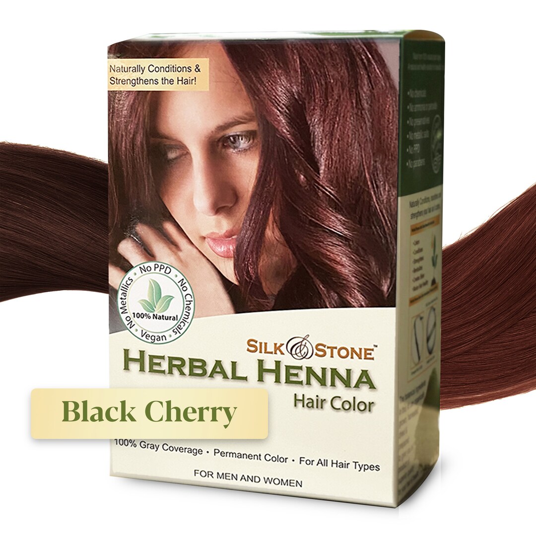 Silk & Stone Herbal Henna Hair Color 46V Black Cherry (burgundy) - Etsy