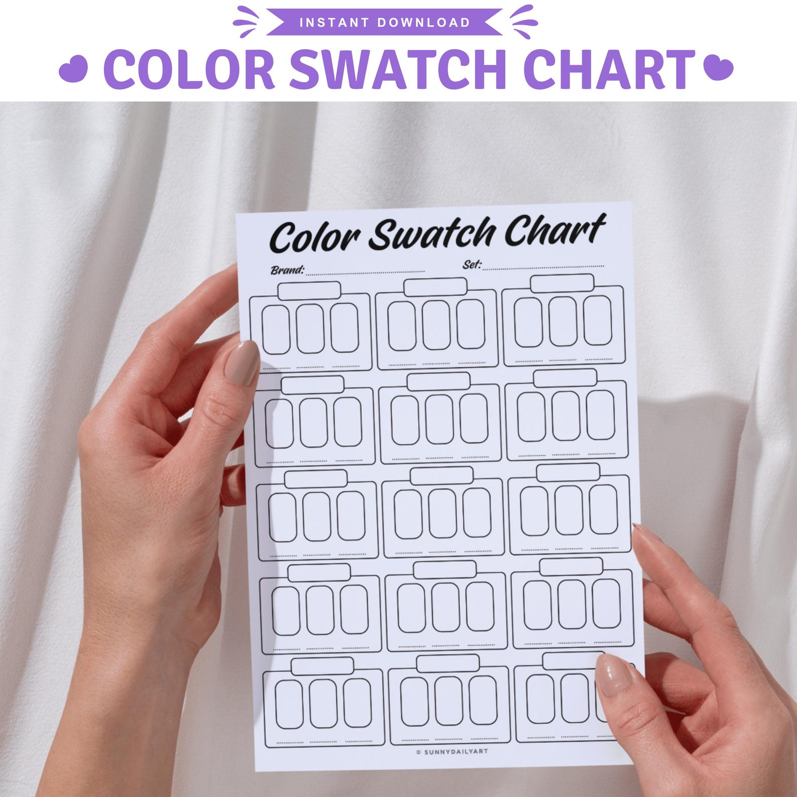 Color Swatch Chart | Printable PDF A4 US Letter | Marker Swatch Sheet ...