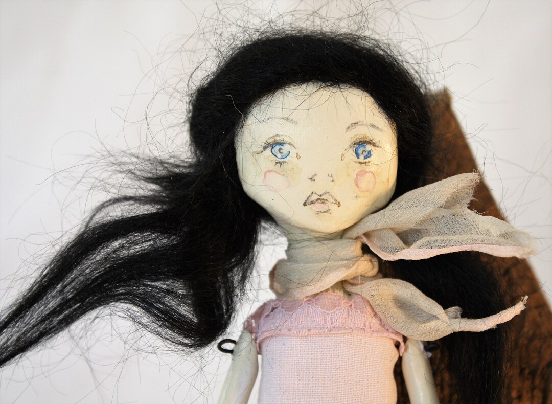 Doll Bespoke, Handmade, Clay Art Doll With Vintage Fabrics. 'dehlia' - Etsy