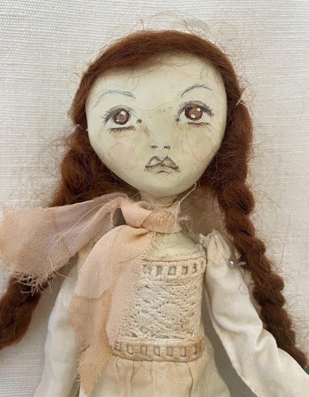 Bespoke, Handmade, Clay Art Doll With Vintage Fabrics. ‘appoline’ - Etsy