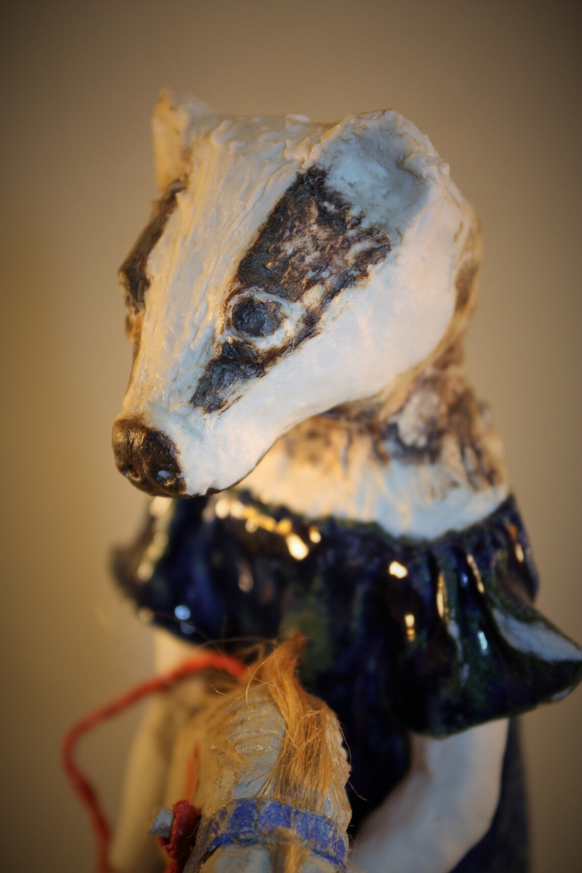 Original Ceramic Paper Clay Badger on Driftwood plinth. | Etsy