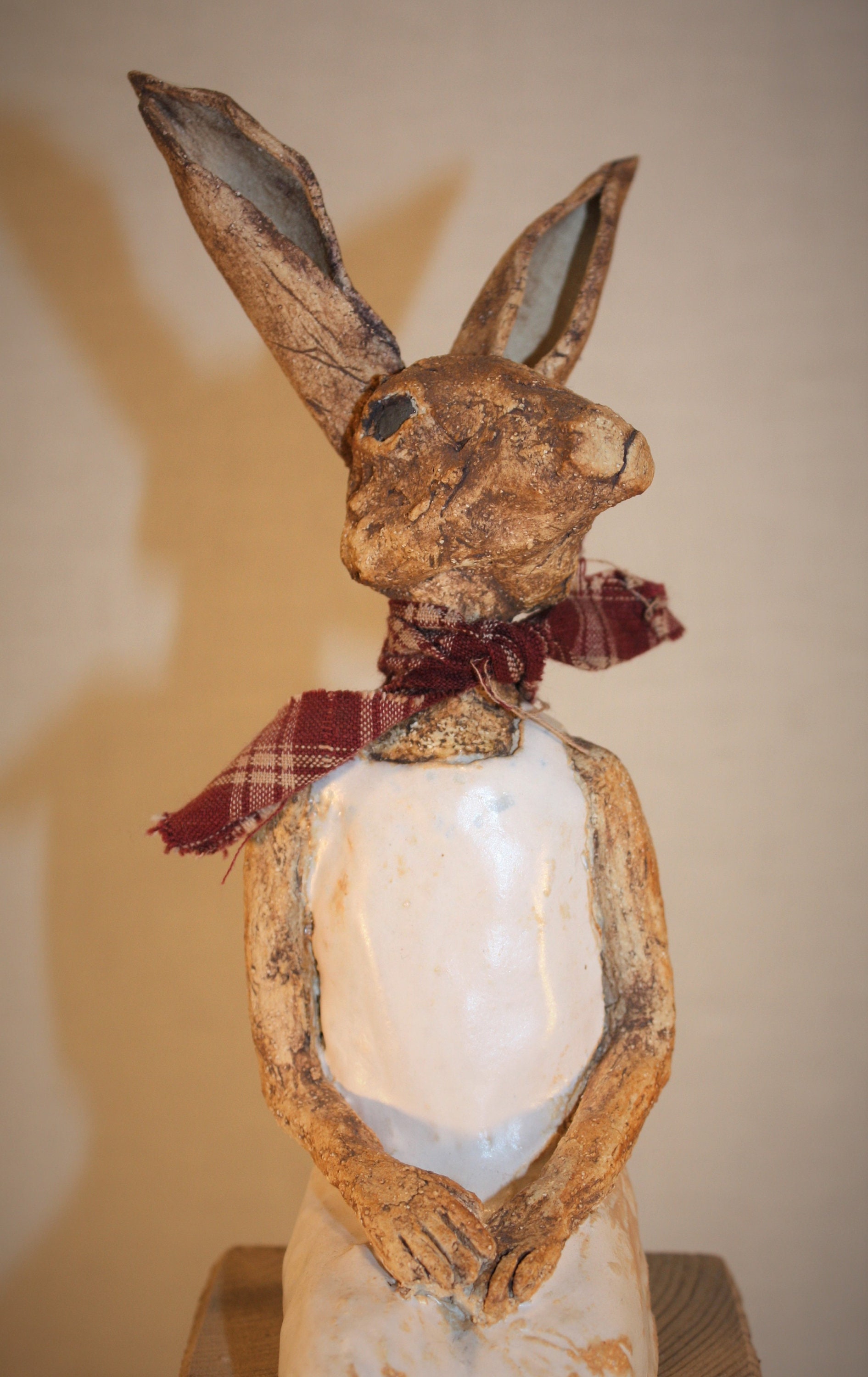 Original Ceramic Paper Clay Hare on Driftwood Plinth. 'nancy' - Etsy